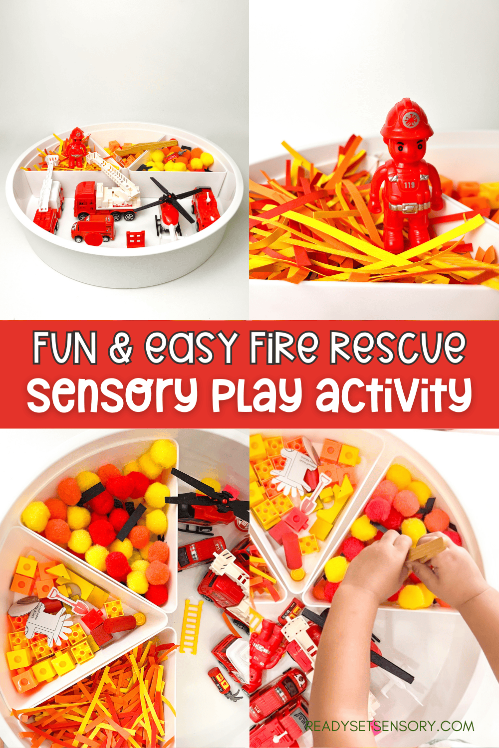 Firefighter Community Helper Sensory Bin - Ready Set Sensory