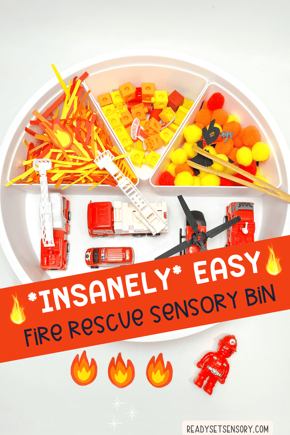Firefighter Community Helper Sensory Bin - Ready Set Sensory