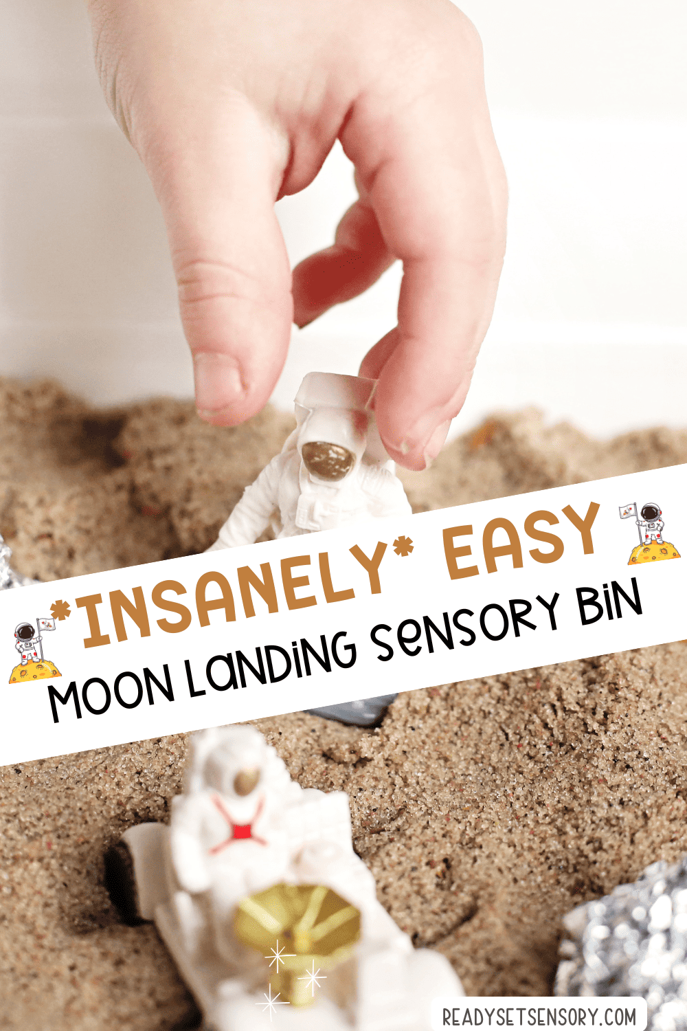 Landed on the Moon Sensory Bin (Easy Space Sensory Idea) - Ready Set ...