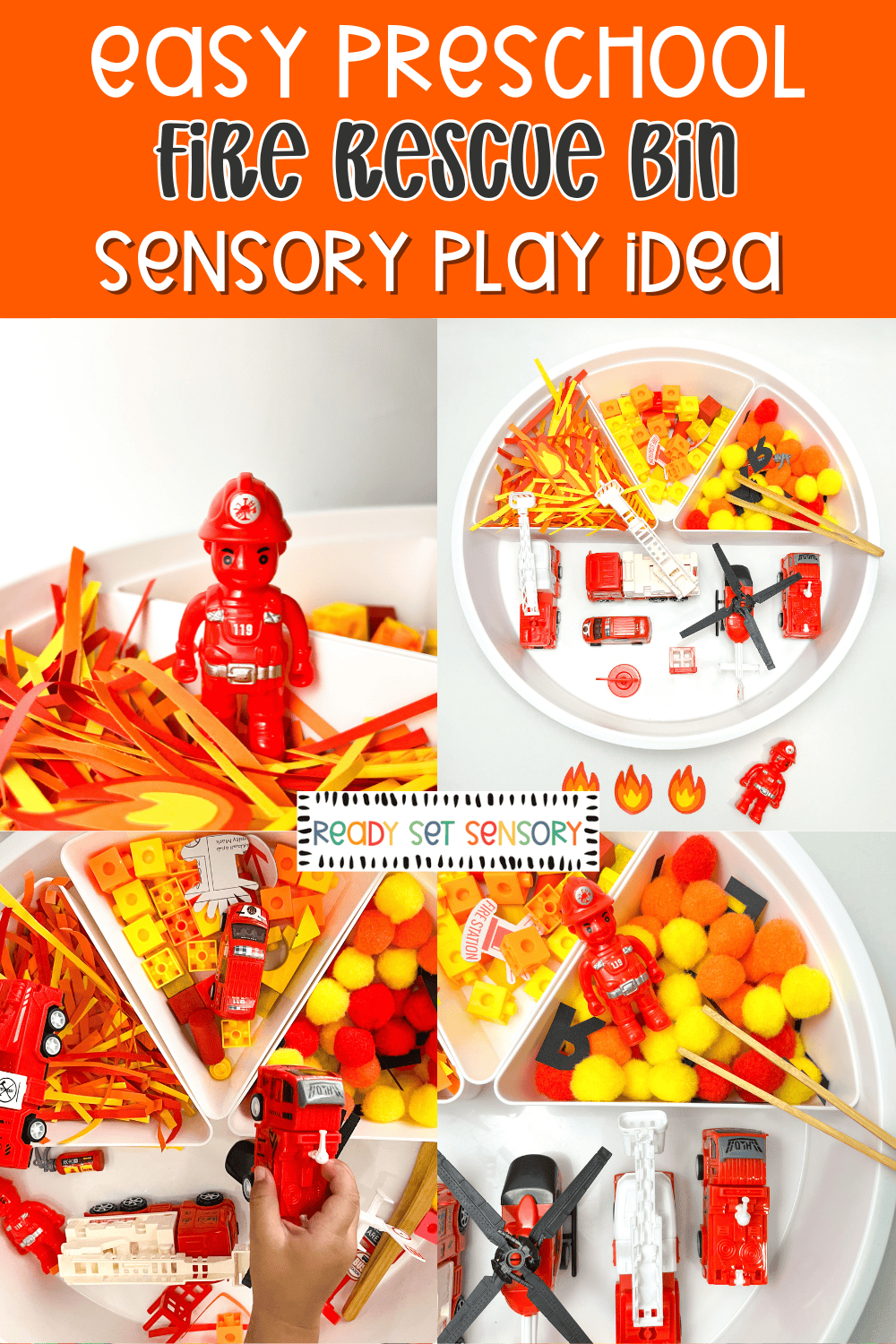 Firefighter Community Helper Sensory Bin - Ready Set Sensory